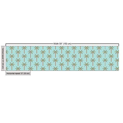 Ambesonne Tropical Fabric by The Yard, Repetitive Summer Pattern with Coconut Palm Trees, Decorative Fabric for Upholstery and Home Accents, 1 Yard, Blue Slate Brown