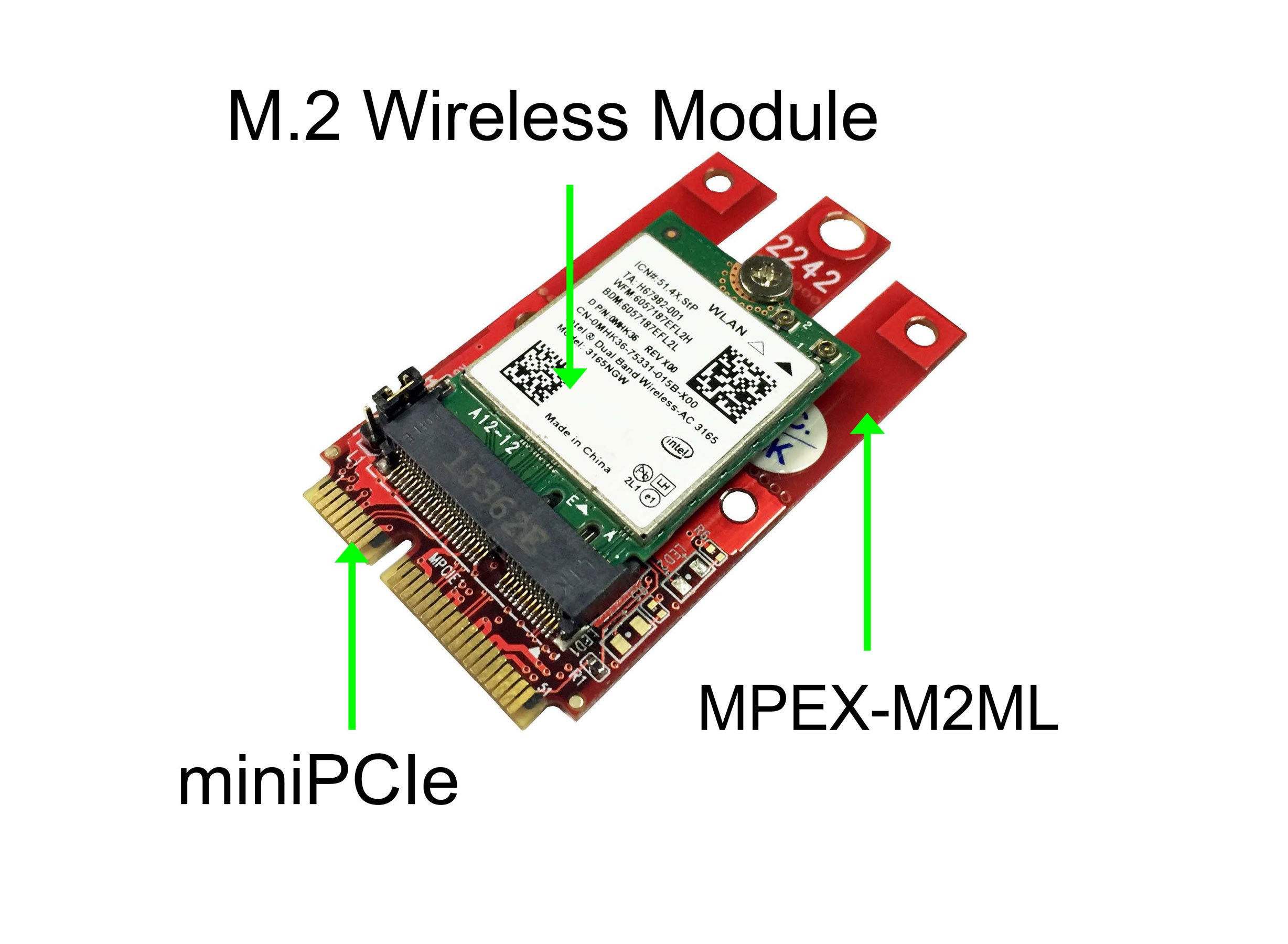 Ableconn MPEX-M2WL Mini PCIe Adapter with M.2 Key E Slot - Support PCIe and USB Based M.2 E Key and A-E Key Module for Mini PCI Express - Work for WiFi & Bluetooth M2 Module