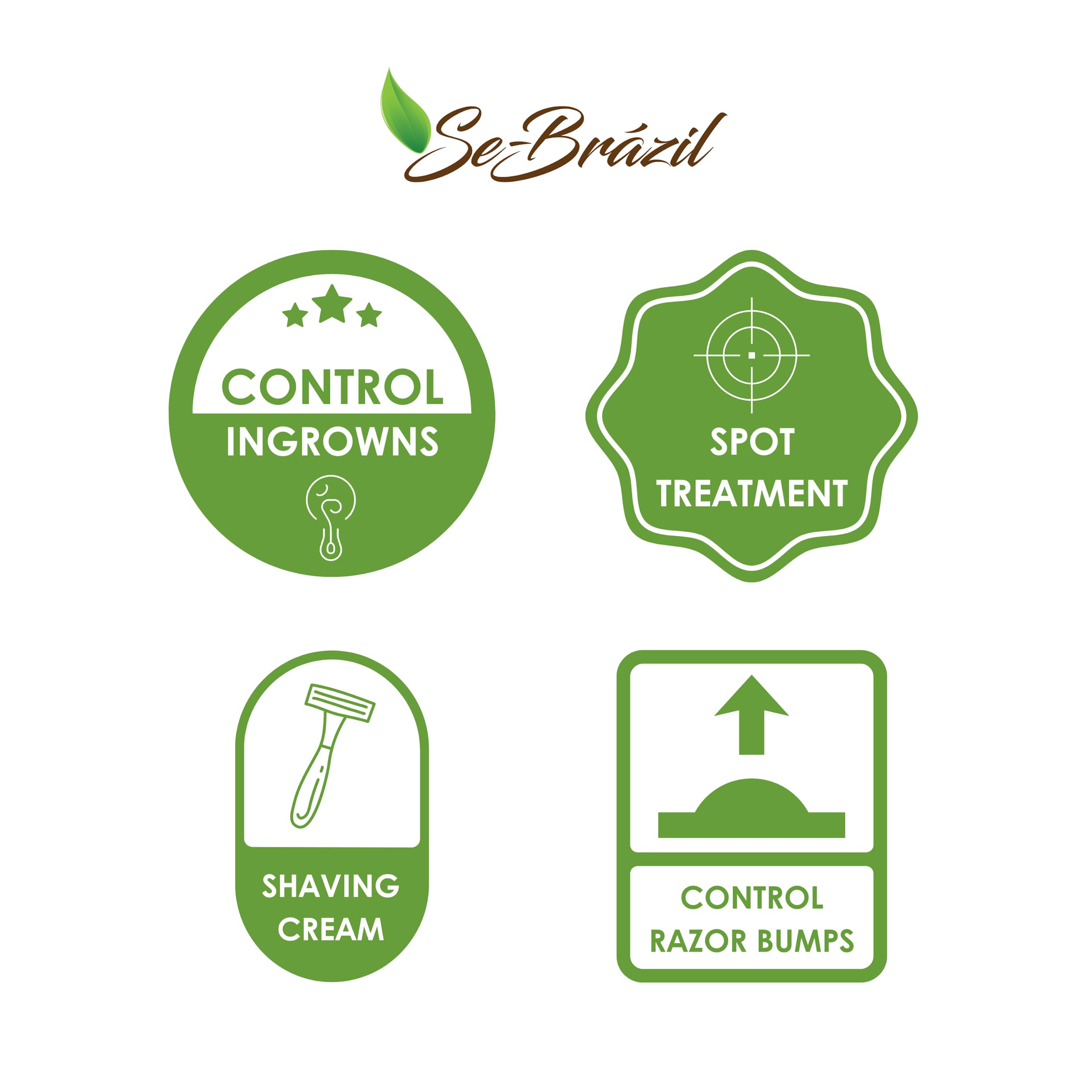 Bye Bump Green Cream by Se-Brázil for Stubborn Ingrown hairs, Razor Bumps and Body Acne Spot Treatment, Dual Action: Use as a Mask or Shaving Cream, 2 oz