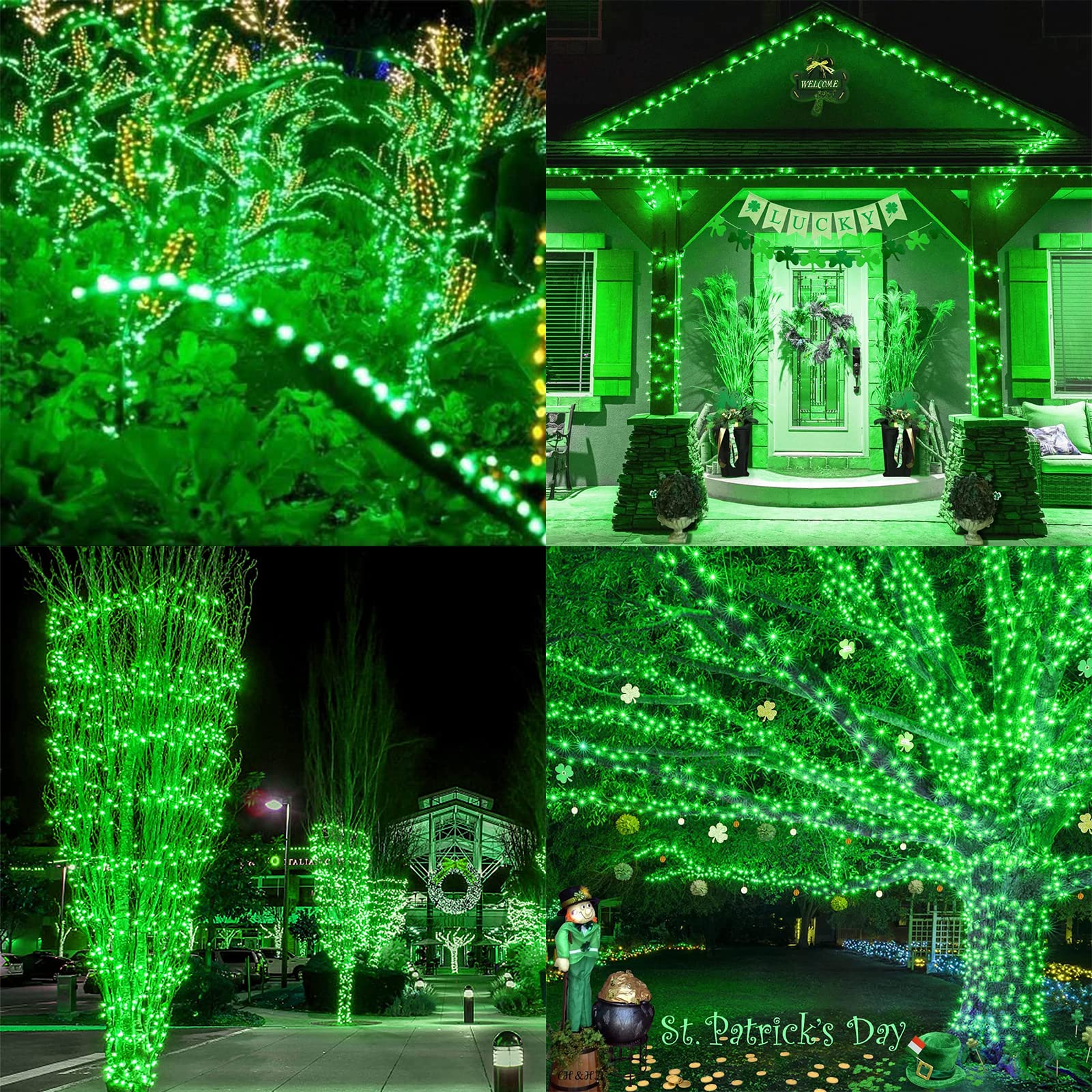 114ft Christmas String Lights Outdoor, 300 LED Christmas Ligths Connectable with Timer, 8 Modes Christmas Tree Lights Fairy Twinkle Lights for Garden, Wedding, Indoor Outdoor Xmas Decorations (Green)