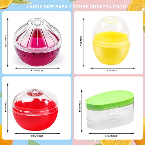 Fruit and Vegetable Storage Containers for Fridge 4 Piece Set, Onion, Lemon, Tomato and Avocado Saver / Holder / Keeper