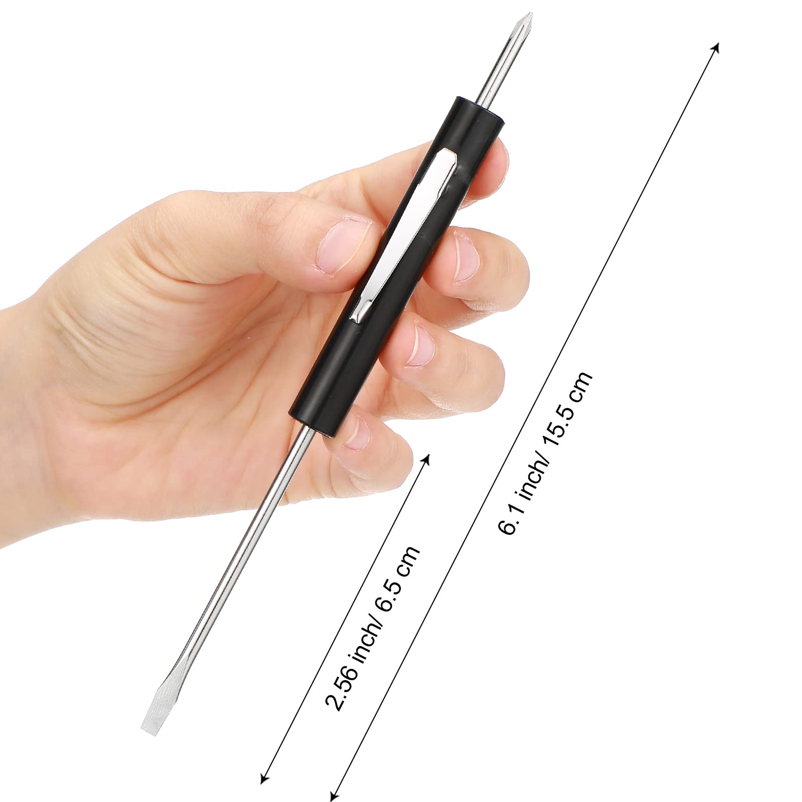 10 Pieces Pocket Screwdriver Set with Clip Double End and Slotted Two-use Screwdriver Set Pocket Mini Pocket Screwdrivers for Mechanics, Electricians, Electronic Technicians, Assemblers (Black)