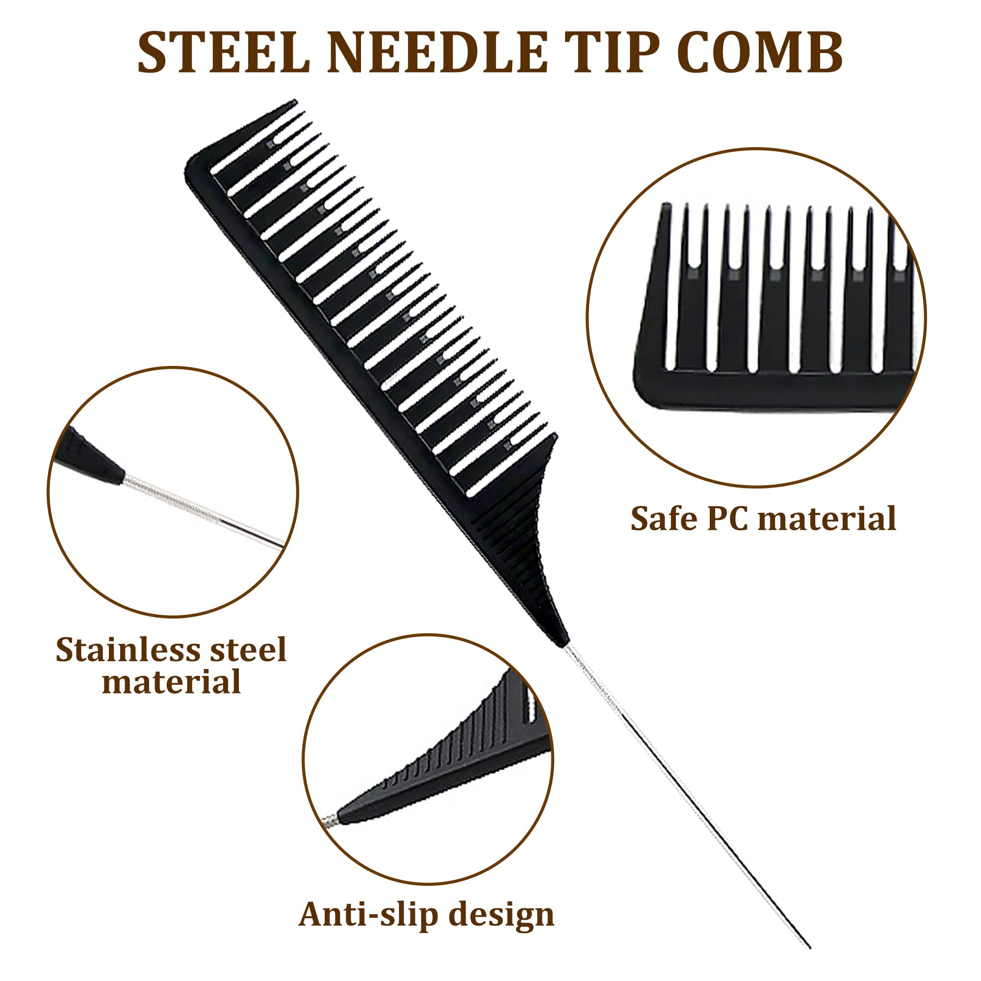 1st Choice Professional Hair Combs for Women Styling Hair Combs Plastic Weaving Combs for Highlighting,3-Way Weaving & Sectioning Foiling Comb for Hair Coloring, Highlighting, Balayage