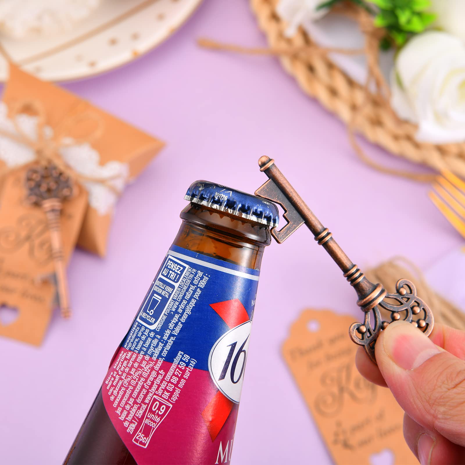 100 pieces retro Hollowed out skeleton Key Bottle opener Wedding gift wedding party return gift to guests
