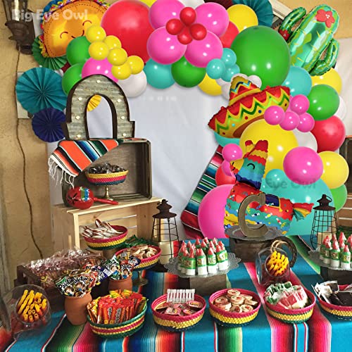154 Pcs Mexican Fiesta Balloon Arch Garland Kit Party Decorations Cactus Llama Foil Balloons Party Decorations Carnival Cinco De Mayo Sombrero Taco