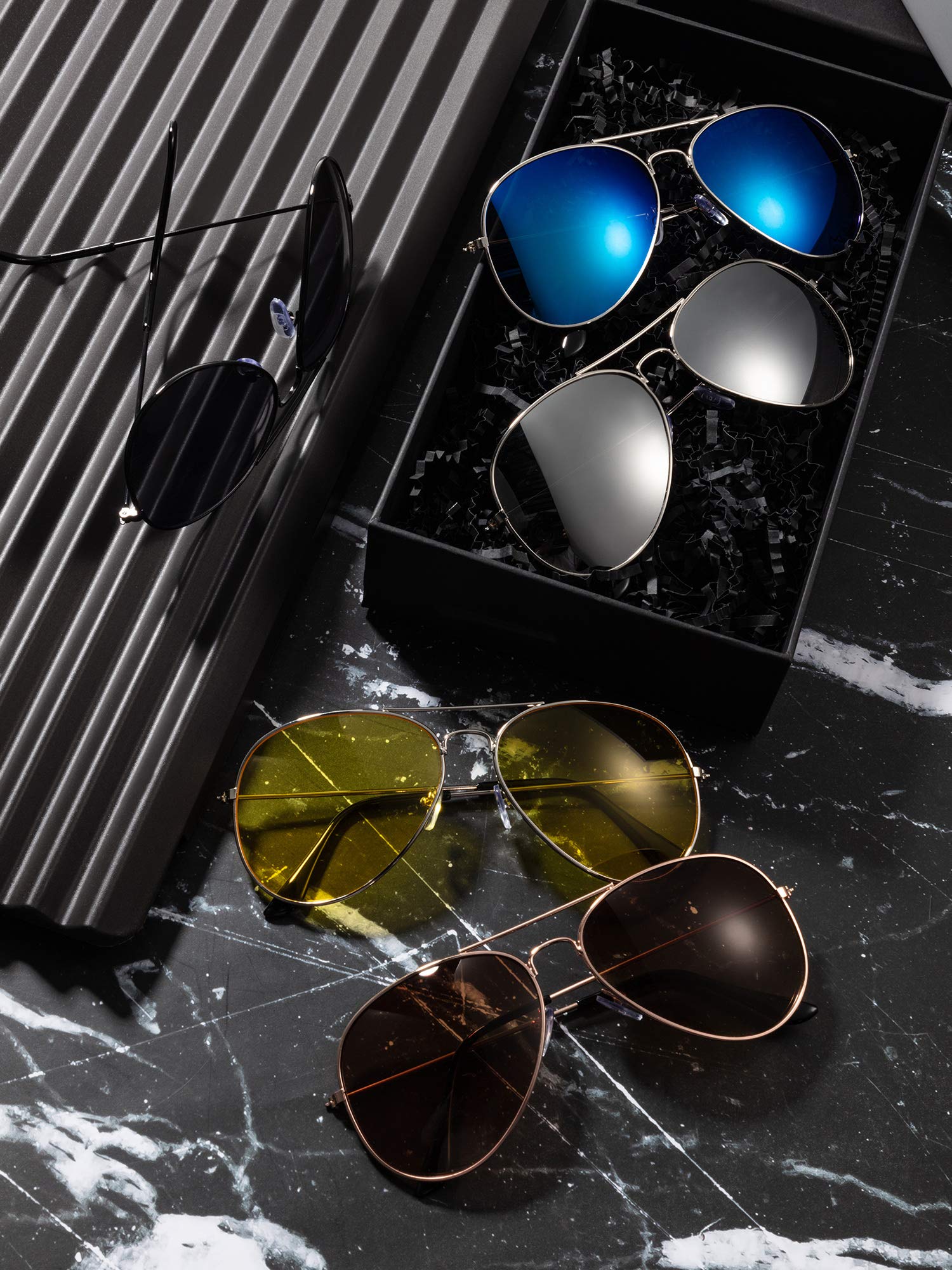 10 Pieces Classic Mirrored Flat Lens Sunglasses Lens Metal Frame Sunglasses for Men Women