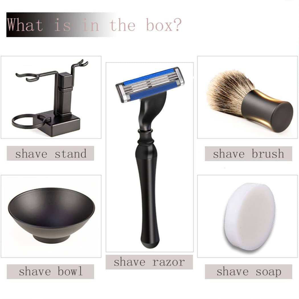 Grandslam Shaving Kit for Men, Safety Razor, Shaving Brush,Soap Cream and Stand, Stainless Steel Bowl Kit Gift Set