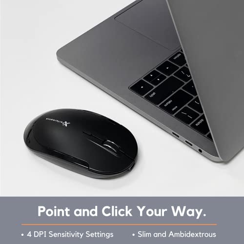 X9 Slim Bluetooth Mouse and Keyboard Combo - Dual BT + 2.4G Pair 3 Devices - Full-Size Rechargeable Wireless Mouse and Keyboard Combo - Multi-Device Wireless Keyboard Mouse Combo for PC - Black