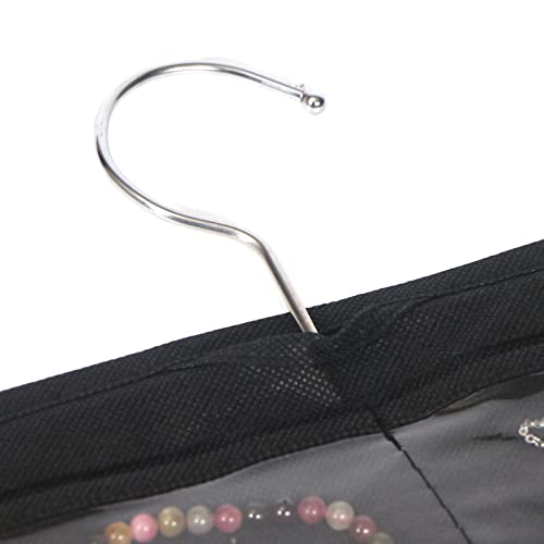 3 Pack Hanging Jewelry Organizer with 80 Pockets Jewelry Storage for Earrings Necklace Bracelet Ring Accessory, Black