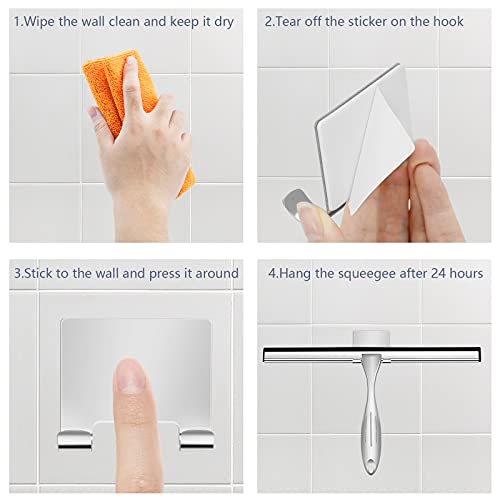 Shower Squeegee, 10.4ββ Stainless Steel Glass Window Squeegee for Shower Doors and Car Glass, Window Cleaner Cleaning Tool for Bathroom Windows Kitchen Mirror(Gray)