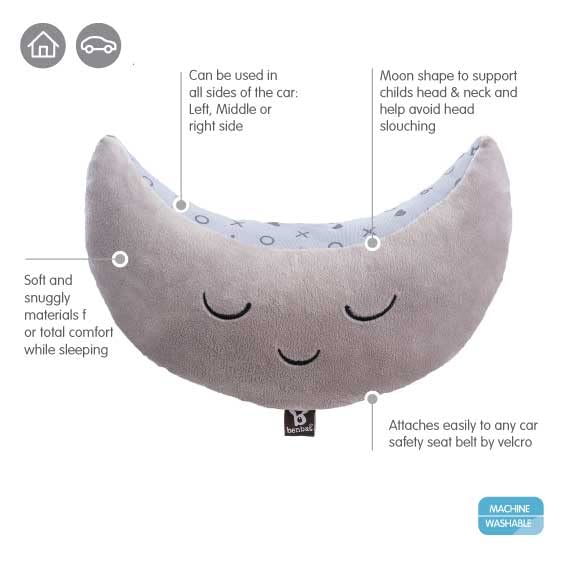 BENBAT Baby Travel Cushion, Children's Neck Cushion, Car Travel Pillow, Infant Head Support Pillow, Children's Cushion (4 Years), Gray