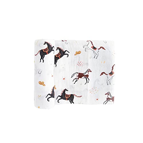 Red Rover Kids Cotton Muslin Swaddle - 47āx 47ā- 100% Cotton ā Machine Washable ā Softer with Every Wash ā Playful Designs -Soft, Breathable & Lightweight ā Unisex (Howdy Horse)