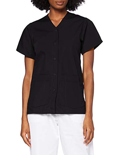 Adar Universal Scrubs for Women - Snap Front Scrub Top - 604 - Black - M