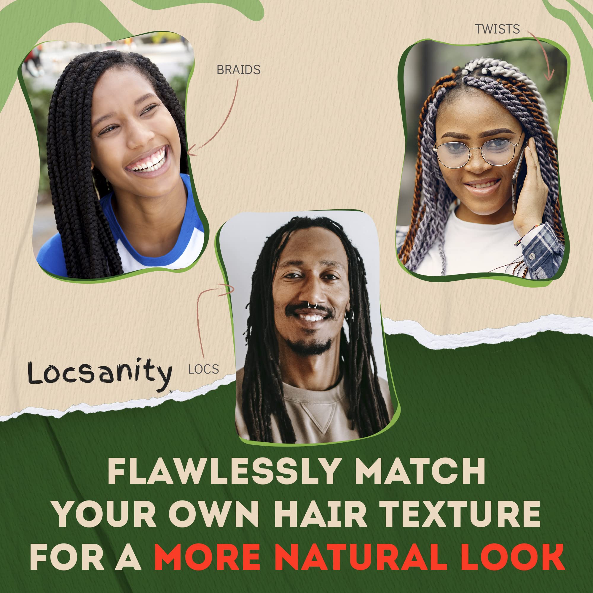 Locsanity Afro Kinky 100% Bulk Natural Human Hair - Braiding Hair for Dreadlocks, Loc Repair, Dreadlock Extensions, Twists, Braids - 8 Inches Long, 1 Oz - Natural Undyed