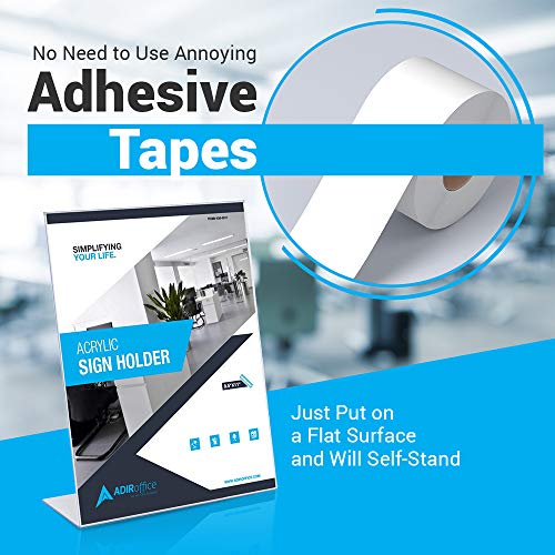 Adir Plexi Acrylic Sign Holder 8.5" X 11" - Shatter Resistant Acrylic Sign Holder - Great for Brochures, Advertising Pamphlets and Restaurant Menus - Pack of 12