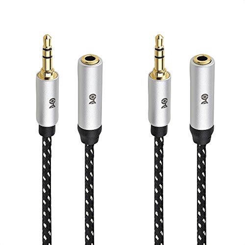 Cable Matters 2-Pack Headphone Extension Cable 10 ft (3.5mm Extension Cable/Aux Extension Cable, Aux Cord Extension) in Black - 10 Feet