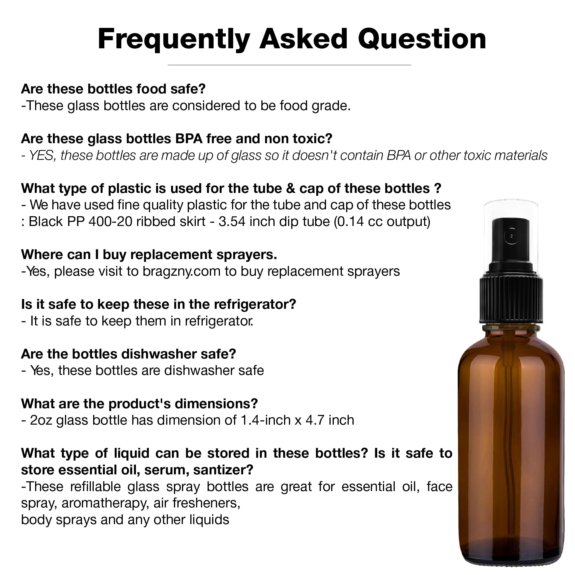 Nylea Small Glass Spray Bottles for Oil, Hair, Plants Water 2 oz | Empty Fine Mist and Refillable Mister Amber Mini Travel Size Bottle for Cleaning Solutions, Essential Oil Sprayer and Nozzle - 2 Pack