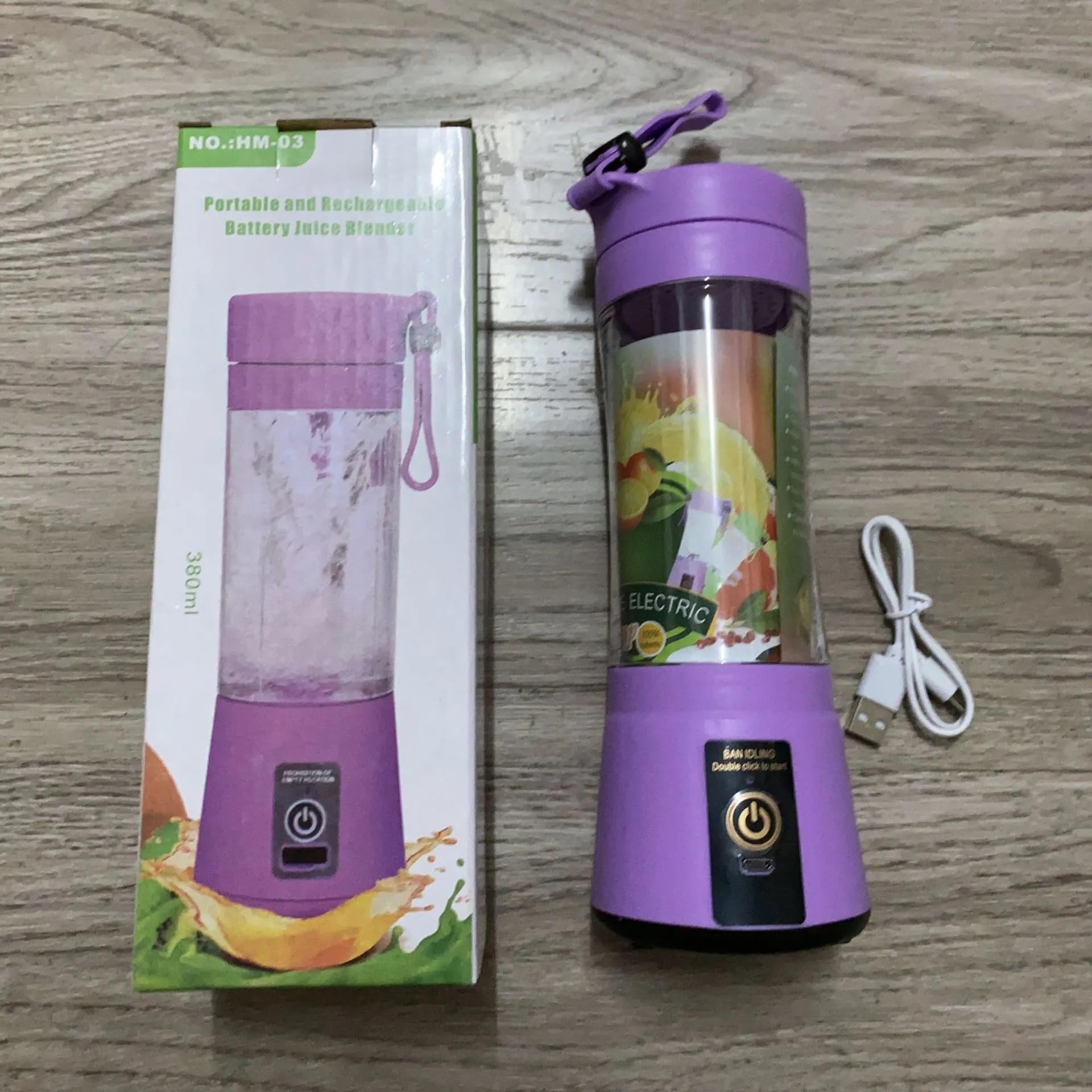 16oz Portable Blender, USB Rechargeable Personal Size Blenders, Smoothie Blender with 6 Blades for Protein & Shakes, Mini juicer with Extra Handle Lid for Travel Sports Outgoing