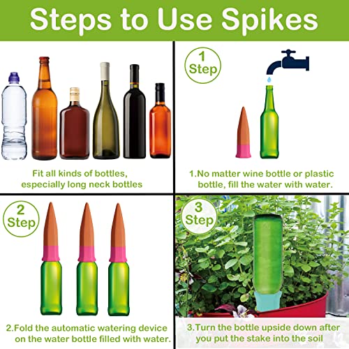 10 Pack Plant Watering Devices, DeeCoo Self Watering Spikes, Plant Waterer Self Watering Terracotta Spikes Automatically Water Your Indoor and Outdoor Plants While On Vacation