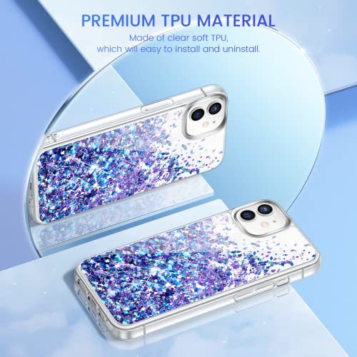 Caka Case for iPhone 12 Glitter Case, iPhone 12 Pro Glitter Case Girly Girls Women Bling Liquid Sparkle Fashion Flowing Quicksand Case for iPhone 12 12 Pro (6.1 inches) (Blue Purple)