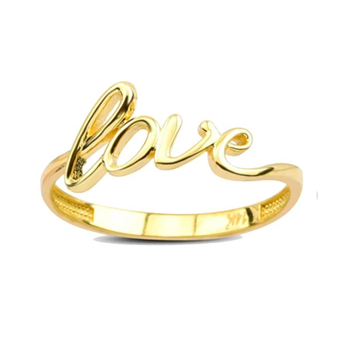 10K Solid Gold Love Rings Stacking, Dainty and Elegant Love Gift Ring - Jewelry Gifts for Women- Available in Different Sizes- 10K Yellow Gold