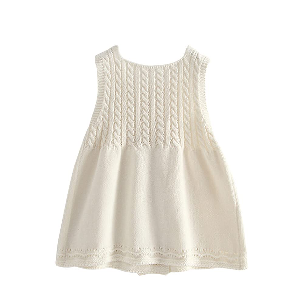 Mud Kingdom Baby Girls Jumper Dress Sweater with Daisy Flowers Beige 12-18 Months