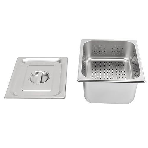 3 Pack Full Size Hotel Pan with Lid Set,1/2 Size 4 Inch,6 Inch Full Size Pan Perforated Steam Pan Steam Table Pan Cover Restaurant Supplies for Kitchen, Steam Table Tray