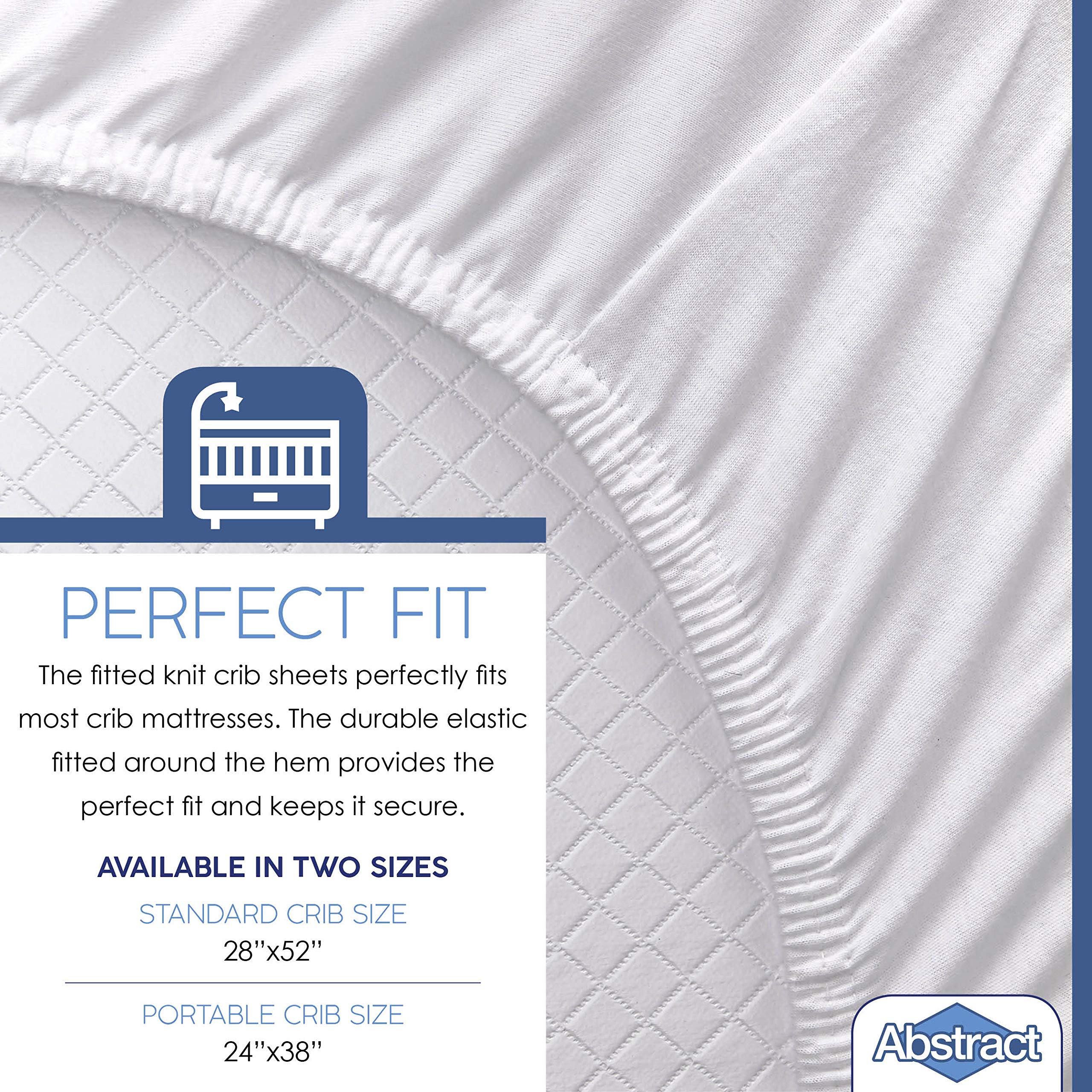 Abstract Baby Solid Jersey Knit Fitted Crib Sheet (24" x 38", White)