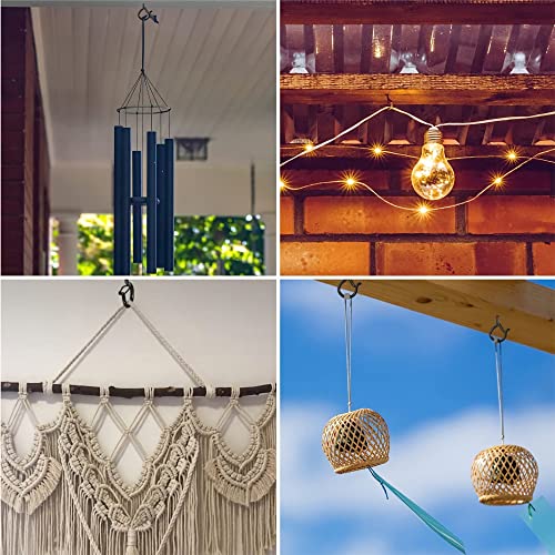 Ansxiy 10 PCS 3 inches Q-Hanger Hooks with Safety Buckle, Screw Hooks for Outdoor String Lights, Ceiling Hooks for Hanging Plants, Black