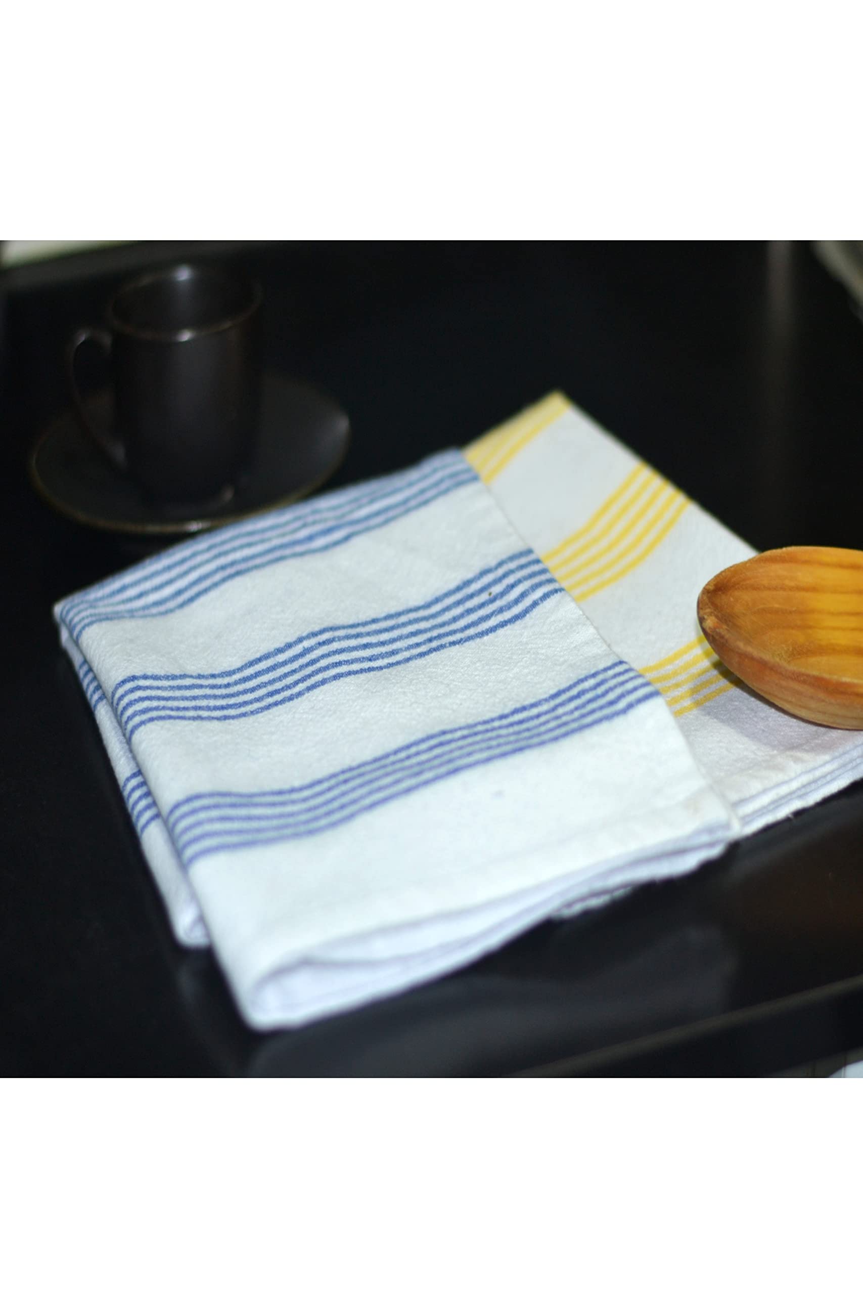 10 Pack Professional Kitchen Bar Tea Towel Cleaning Drying Cloth Cotton Reusable (Yellow)