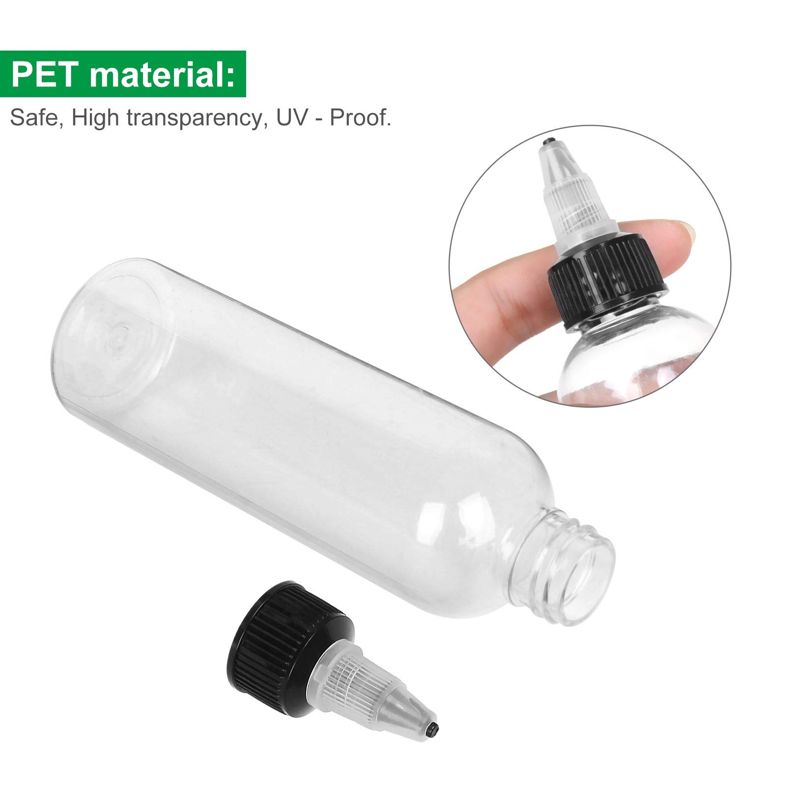ABuff 32-Pack Clear Dispensing Bottles, 120ml/4 Ounce Plastic Squeeze Condiment Bottles with Twist-on Cap Lids - Round Plastic Squeeze Bottle for Ketchup,Mustard,Olive Oil and More