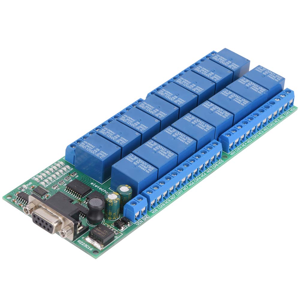 Jeanoko RS232 DB9 Female Interface 16-Channel Relay Board Serial Port Smart Module 8 Working Modes Relay Module for Automation Control