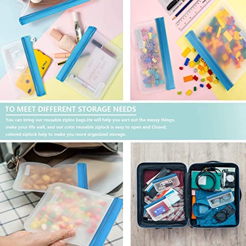 10 Pieces in Gallon Freezer Bags Reusable Bags Silicone,Transparent Sandwich Bags Ziplock,Vegetable and Fruit Freezer Bag,Extra Thick Durable Food Storage Bags Snack Bags