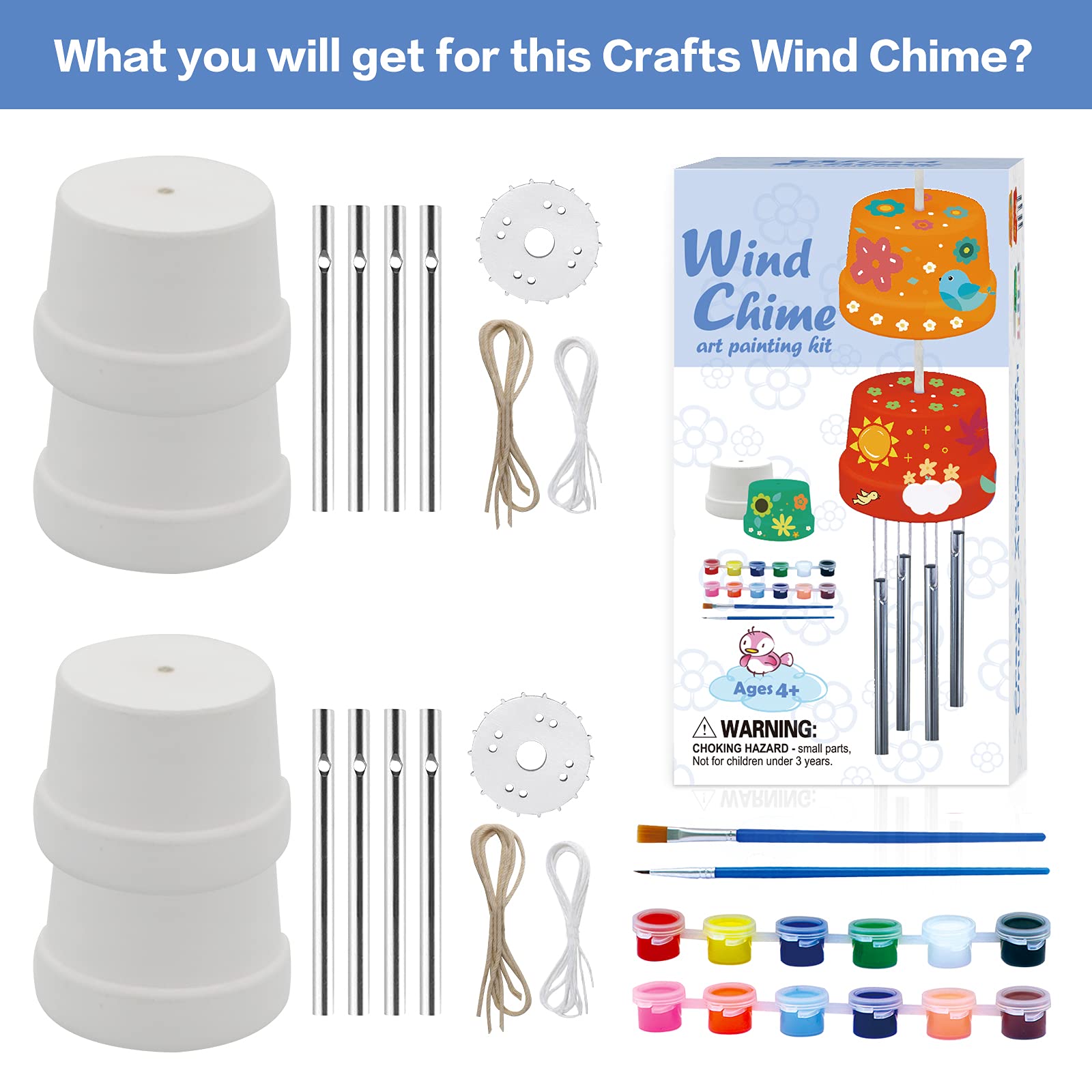 2-Pack Make A Wind Chime Crafts Kits, Arts and Crafts for Kids Toys for Boys Girls Age 3-5 4-8 8-12