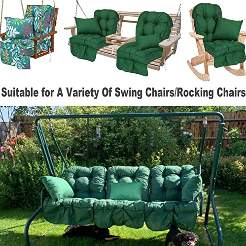 3 Pack Replacement Swing Cushions for High Back Outdoor Chair, Waterproof Deep Seat Cushions with Matching Scatter Cushion Patio Indoor Non Slip Rocking Chair Pads with Ties(Khaki 3 Pack)