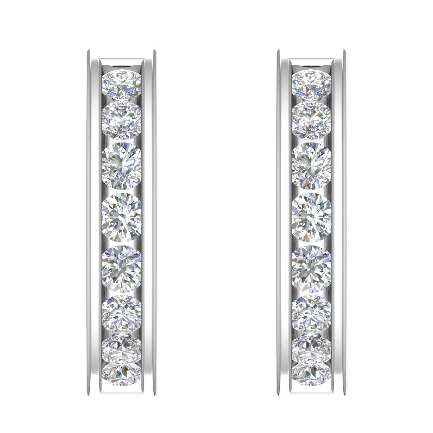1/2 Carat Channel Diamond Hoop Earrings in 14K White Gold
