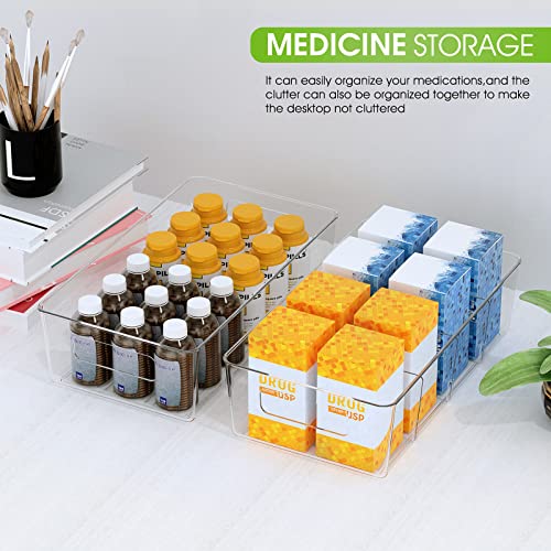 3 Pack Snack Organizer for Pantry β Food Organization and Storage Clear Bins w Removable 3 Dividers, Acrylic Fridge/Refrigerator Organizers, for Kitchen, Cabinets, Snacks, Packets, Sauce, Pouches