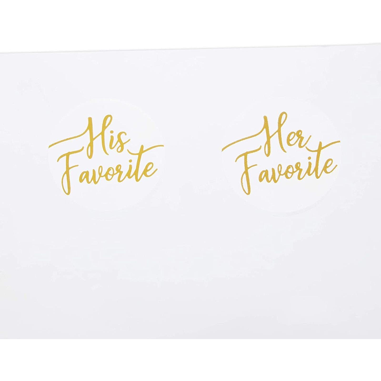Pipilo Press Gold Foil Stickers for Weddings, His Favorite, Her Favorite (1 in, 200 Pieces)