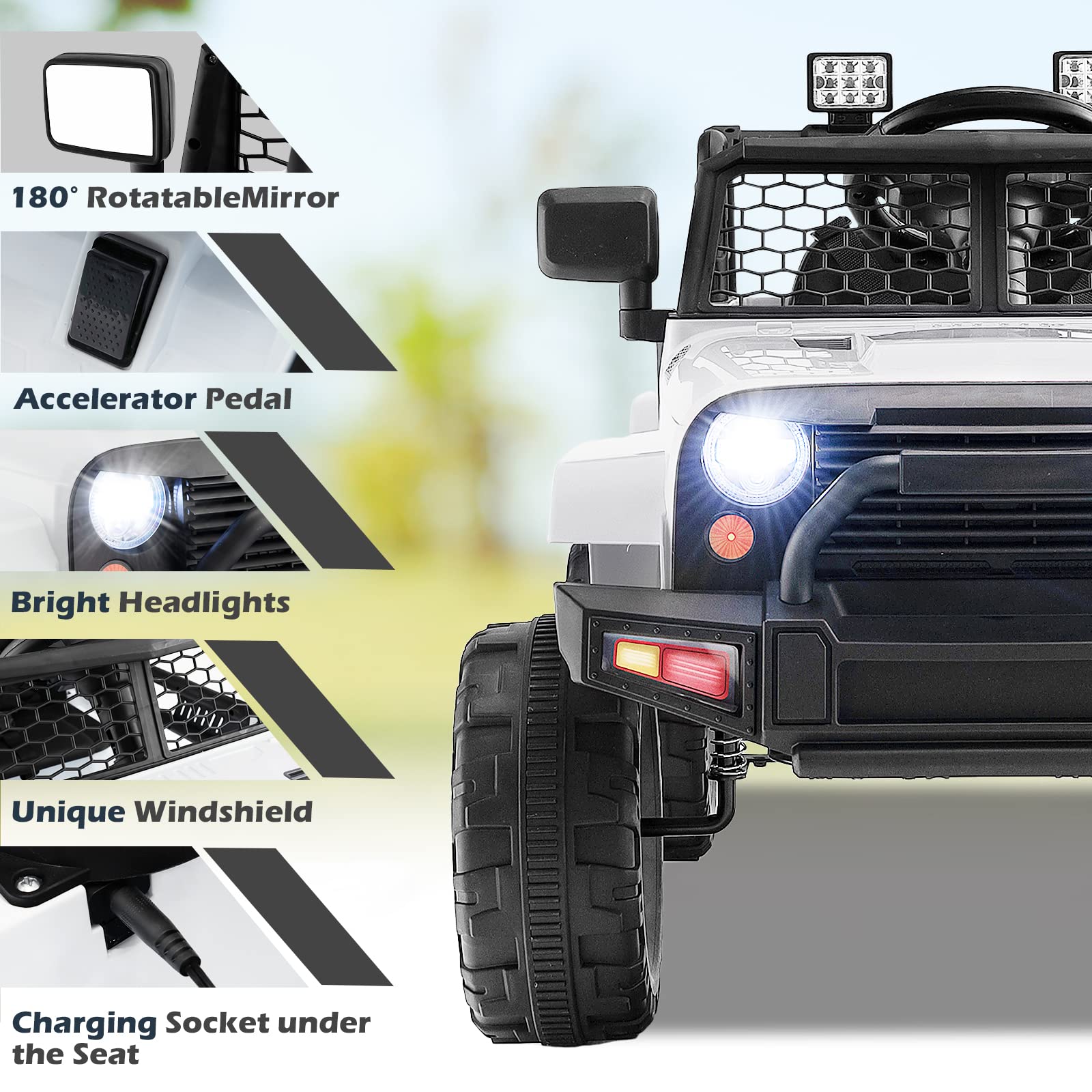 12V Electric Ride On Car for Kids with Remote Control, Storage, LED Lights, MP3 - Costzon