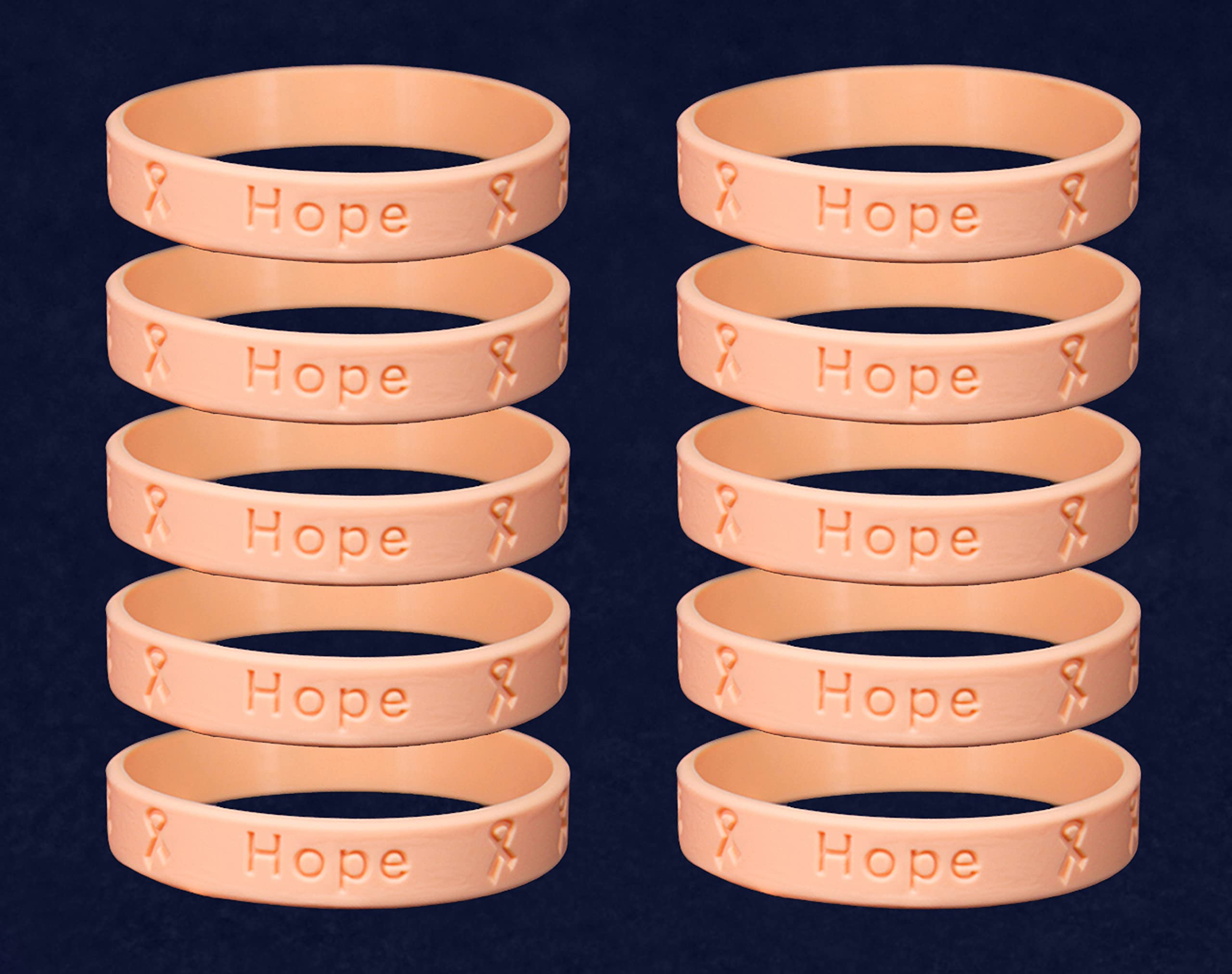 10 Pack Peach Awareness Silicone Bracelets β Peach Rubber Wristbands for Endometrial Cancer & Uterine Cancer Awareness - Perfect for People with Small Wrist