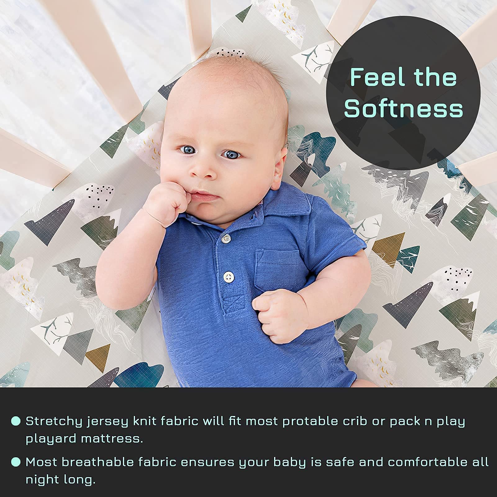 Boy Crib Sheet and Changing Pad Cover, Mountain Nursery Bedding, Mountain Sheets for Baby Toddler Mattress