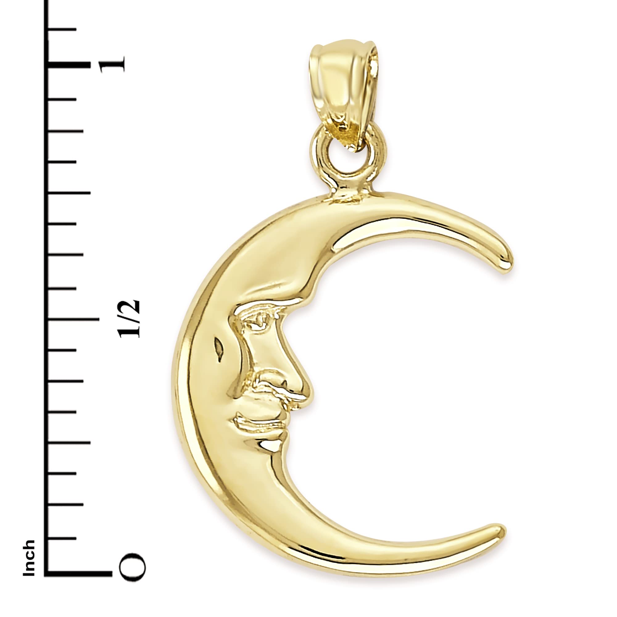 10k Solid Gold Smiling Crescent Moon Pendant for Necklace, Lunar Phase Jewelry, Astrology Gift for Her