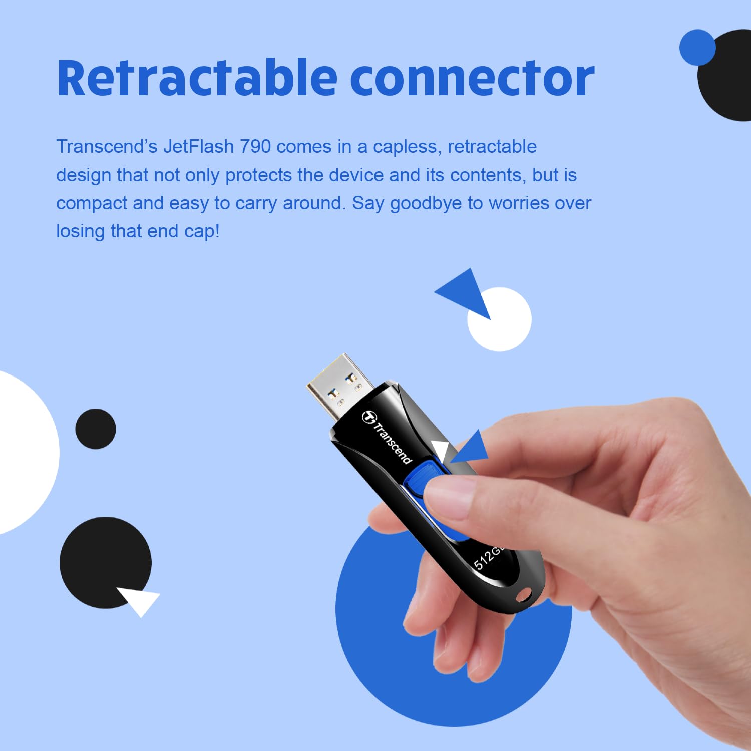 Transcend 512GB JetFlash 790 USB 3.1 Gen 1 Flash Drive TS512GJF790K, Black