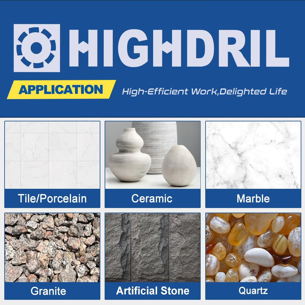 HIGHDRIL Diamond Core Drill Bit - 1-1/8"(28mm) with 5/8-11 Thread Dry Drilling for Porcelain Tile Ceramic Granite Marble Stone Masonry Brick