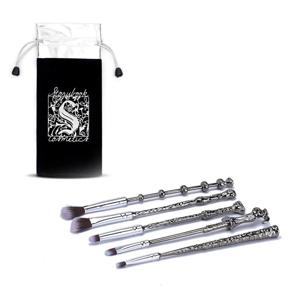 JASSINS 5 Pcs Potter Makeup Brush Set, Wizard Magic Wand Brush for Foundation Eye Shadow Eyeliner Blending Pencil Lip Professional Makeup Tools with A Gift Bag
