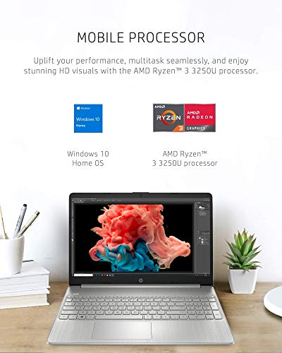 HP 15 Laptop, AMD Ryzen 3 3250U Processor, 8 GB RAM, 256 GB SSD Storage, 15.6-inch HD Micro-Edge Display, Win 10 Home, Long-Lasting Battery, HP Fast Charge, 720p Webcam (15-ef1021nr, 2020) (Renewed)