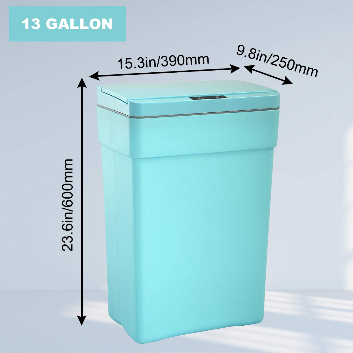 13 Gallon Touch Free Automatic Trash Can, 50L High-Capacity Electronic Motion Sensor Kitchen Garbage Can, Plastic Trash Bin Waste Bin with Lid for Kitchen Living Room Office, Blue - Set of 2