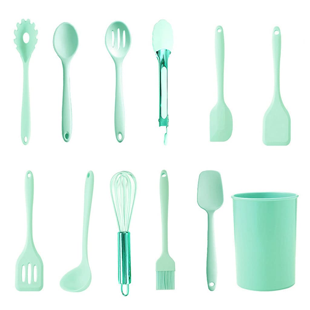 12 Pcs Silicone Kitchen Utensil Set Rubber Spatula Gadgets Non-Stick Free NoScratches Heat Resistat Cookware Durable Silicone Cooking Utensils Set Heat Resistant Kitchen Safe Nonstick Cookware Kit