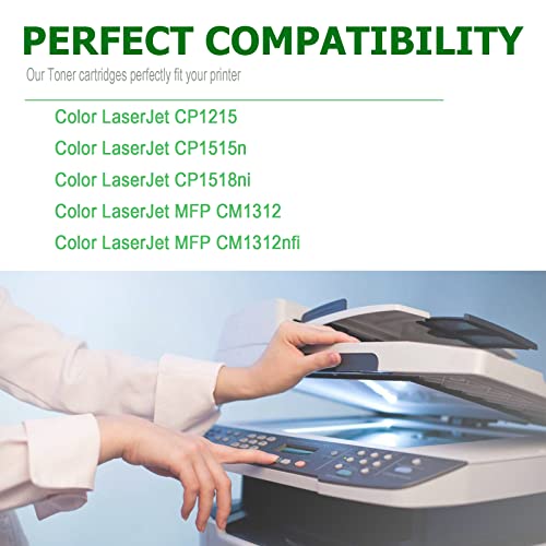 125A Toner Cartridges 4-Pack Replacement for HP Color CP1215,CM1312nfi,CM1312 MFP,CP1518ni ,CP1515n Printer Ink (Black,Cyan, Magenta, Yellow)