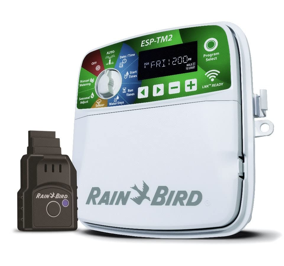 Rain-Bird ESP-TM2 Indoor Outdoor Irrigation WiFi Zone Controller Timer Box and Link Lnk WiFi Mobile Wireless Smartphone Upgrade Module Sprinkler System (4 Zone)
